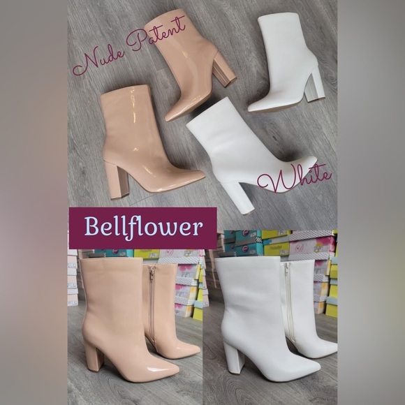 BAMBOO | Shoes | Nude Patent Leather High Heel Boots Bamboo Brand ...